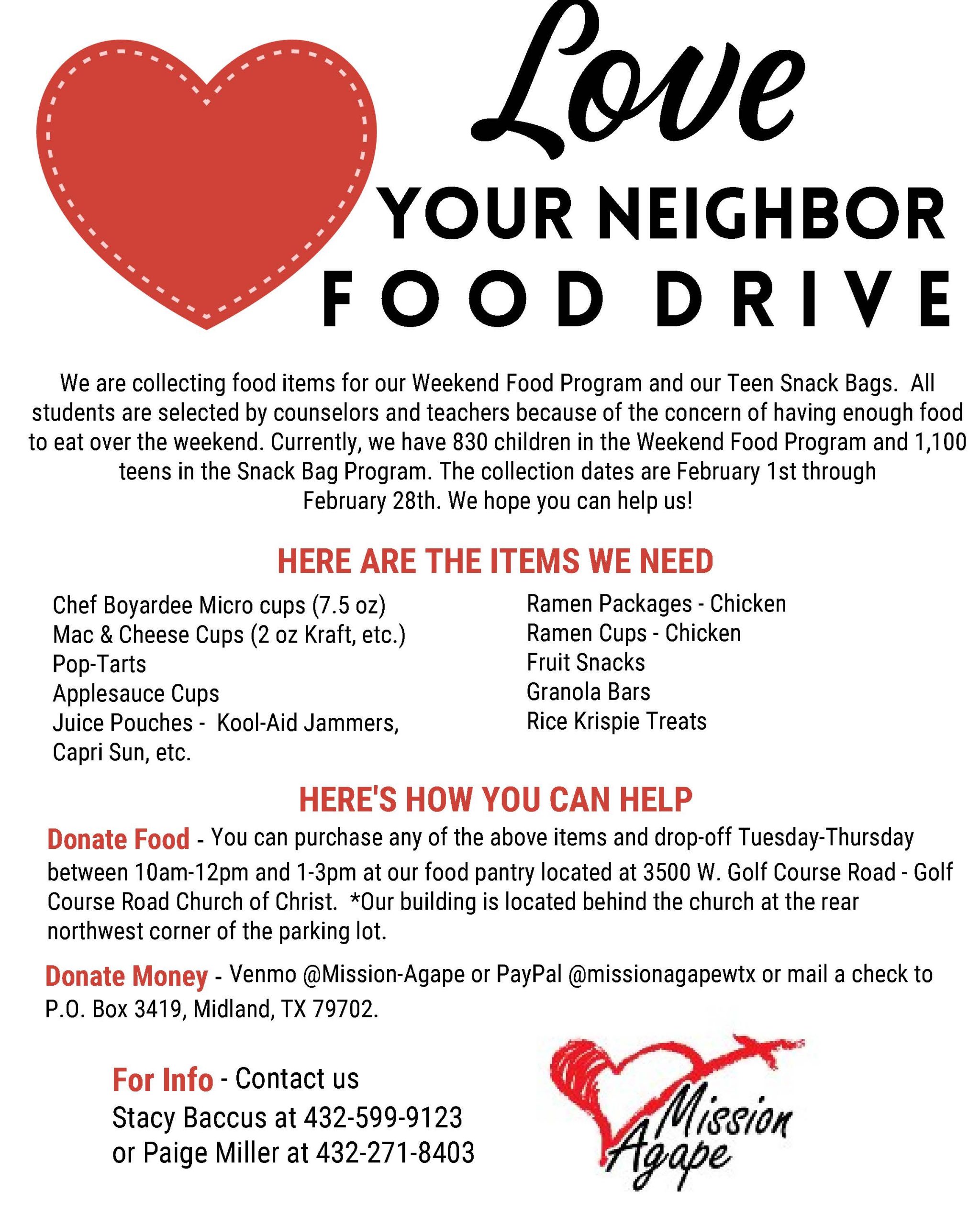 Mission Agape – God’s Love in Action – Food Assistance Ministry
